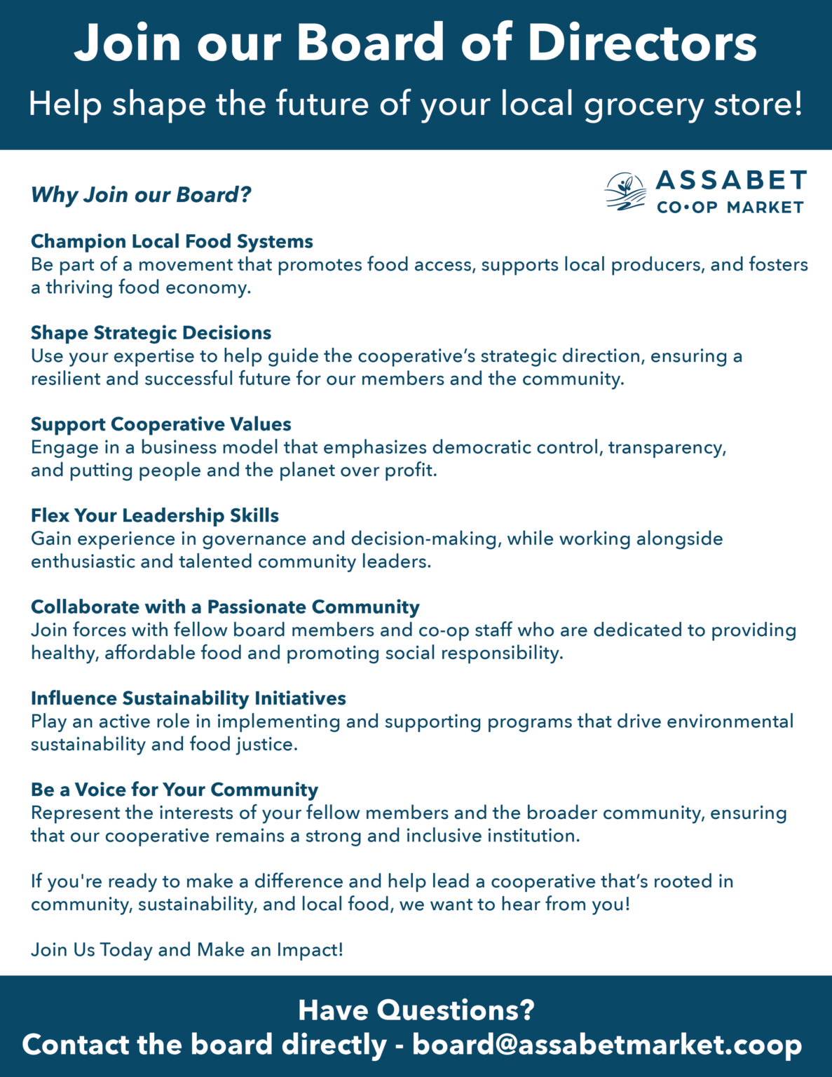 Board of Directors Info Page - Assabet Co-op Market